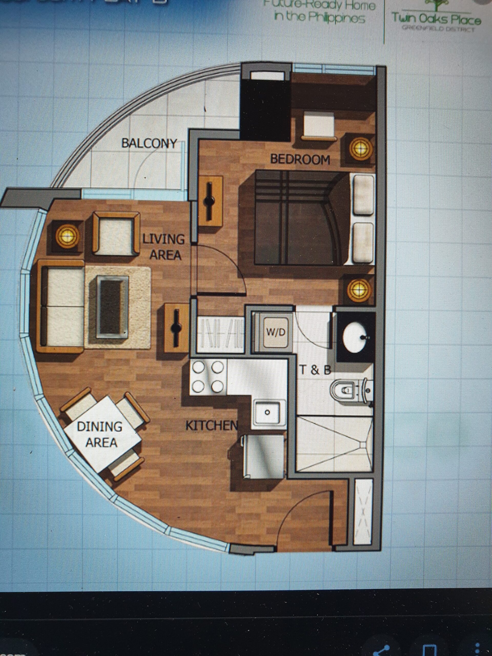 1 Bedroom Corner Unit with Balcony @ Twin Oaks Place West Tower | anahaw.ph